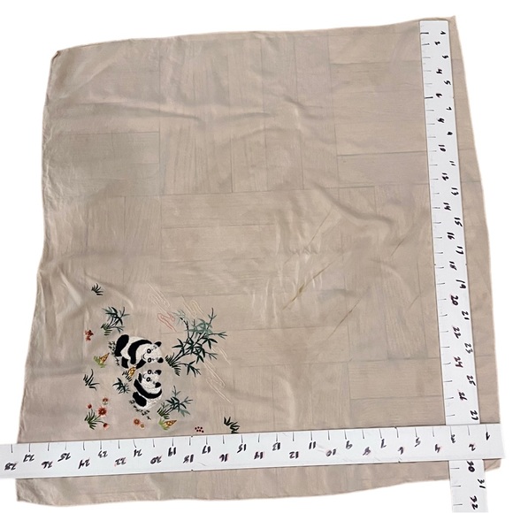 Accessories | Embroidered Pandas On Cotton Cream Tan Scarf | Poshmark